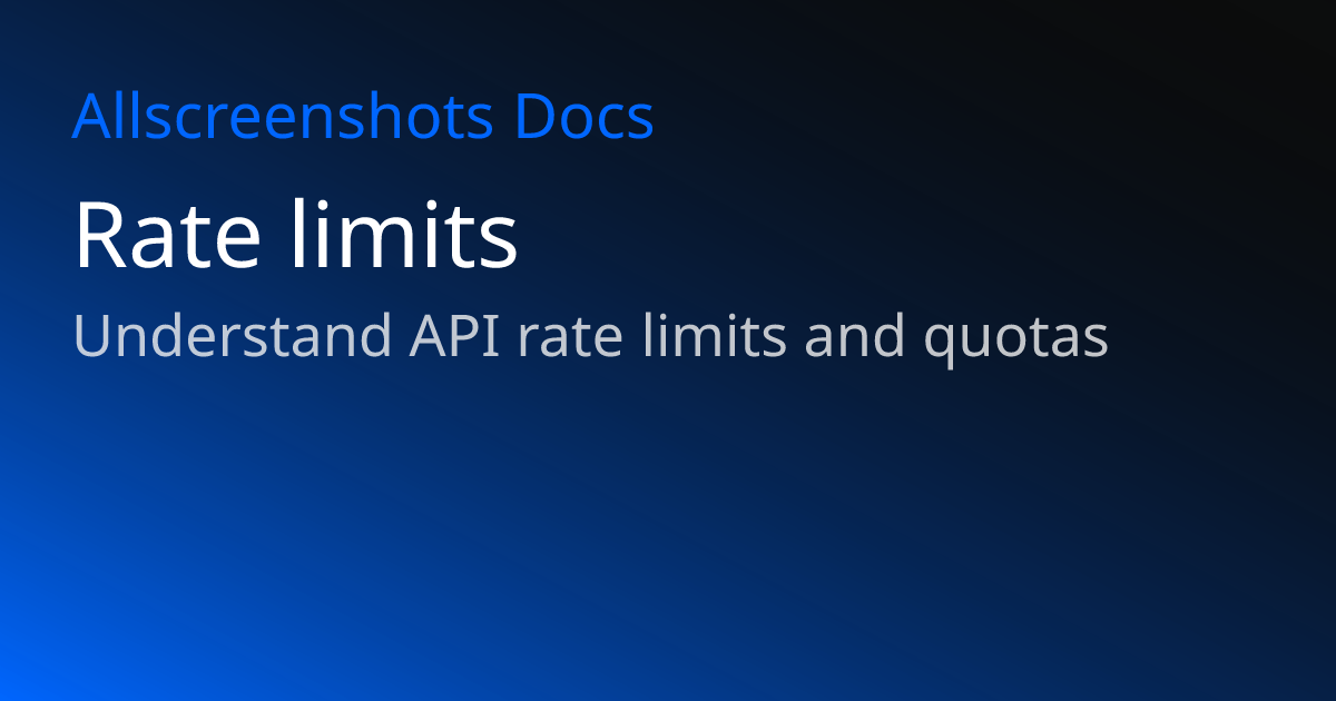 Rate limits | Allscreenshots Docs